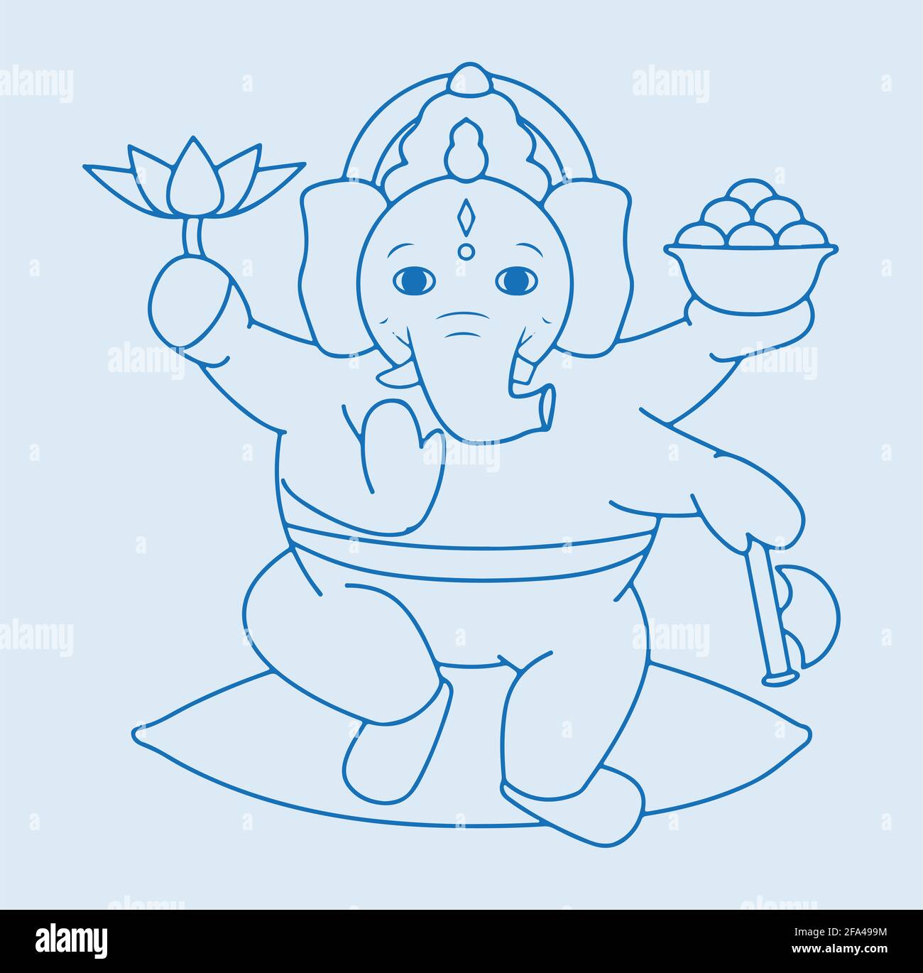 Sketch of Lord Ganesha or Vinayaka Editable Outline Illustration Stock ...