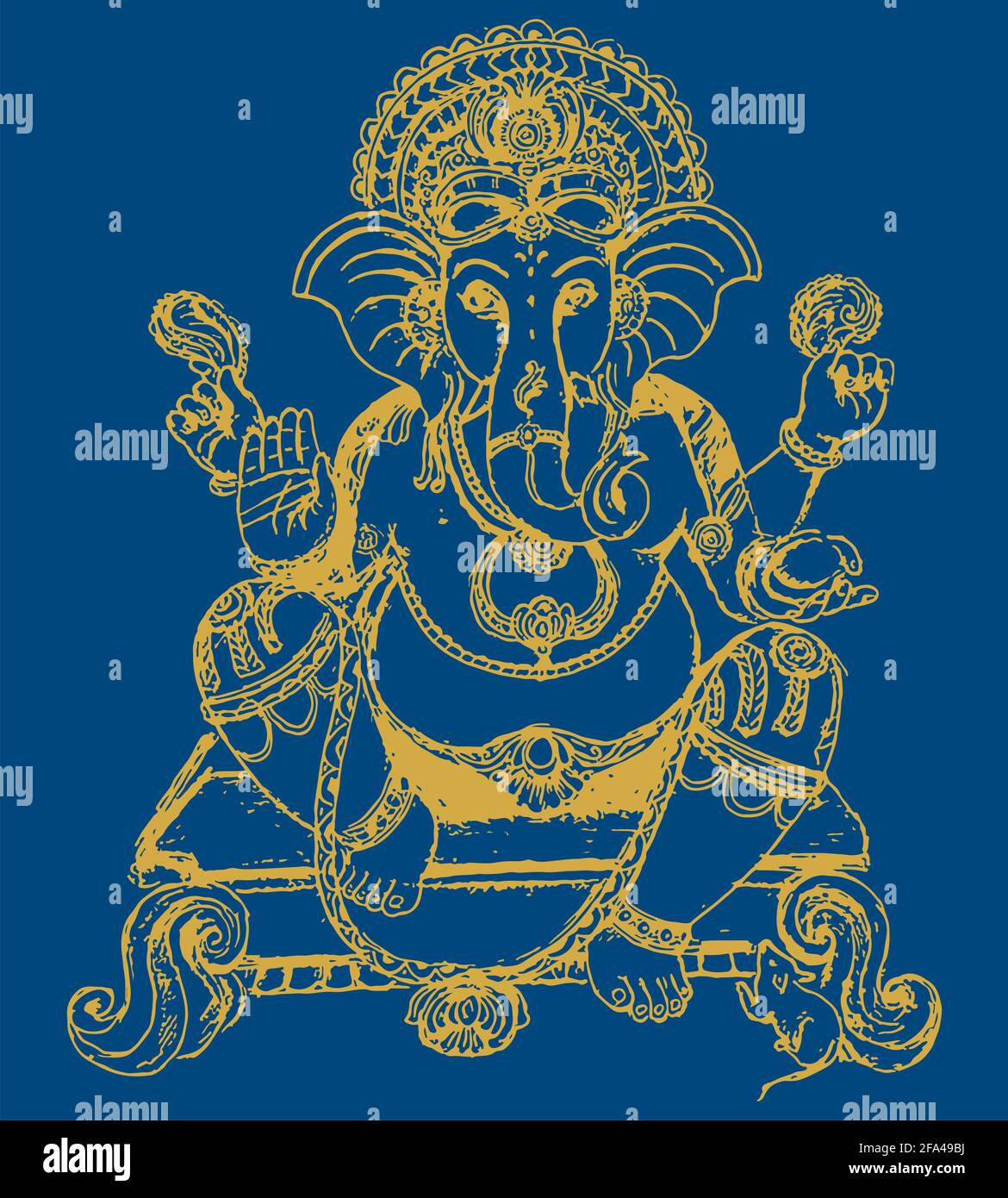 Sketch of Lord Ganesha or Vinayaka Editable Outline Illustration Stock ...