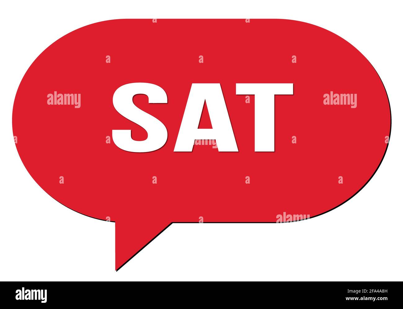 SAT text written in a red speech bubble stamp Stock Photo - Alamy