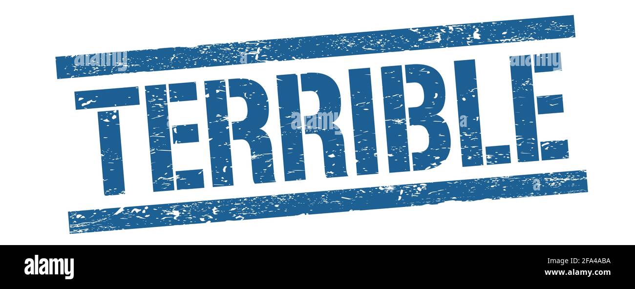 TERRIBLE text on blue grungy lines stamp sign Stock Photo - Alamy
