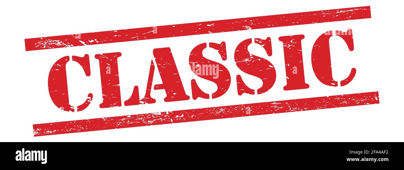 CLASSIC text on red grungy vintage rubber stamp Stock Photo - Alamy