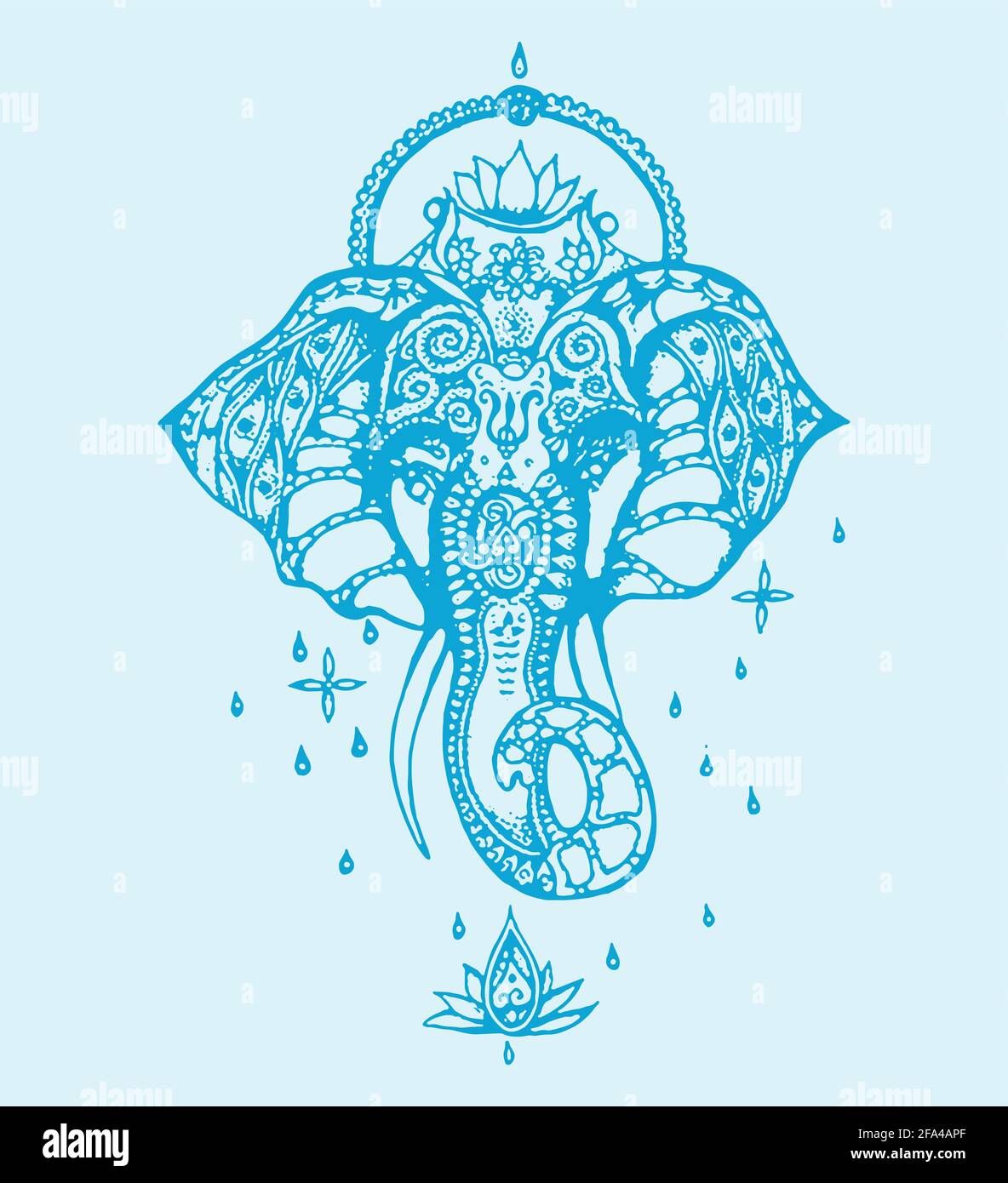 Sketch of Lord Ganesha or Vinayaka Editable Outline Illustration Stock ...