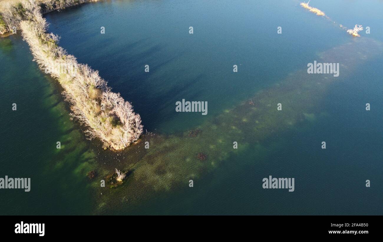 Coral island in pond near Houston, Texas, United States aerial photo ...