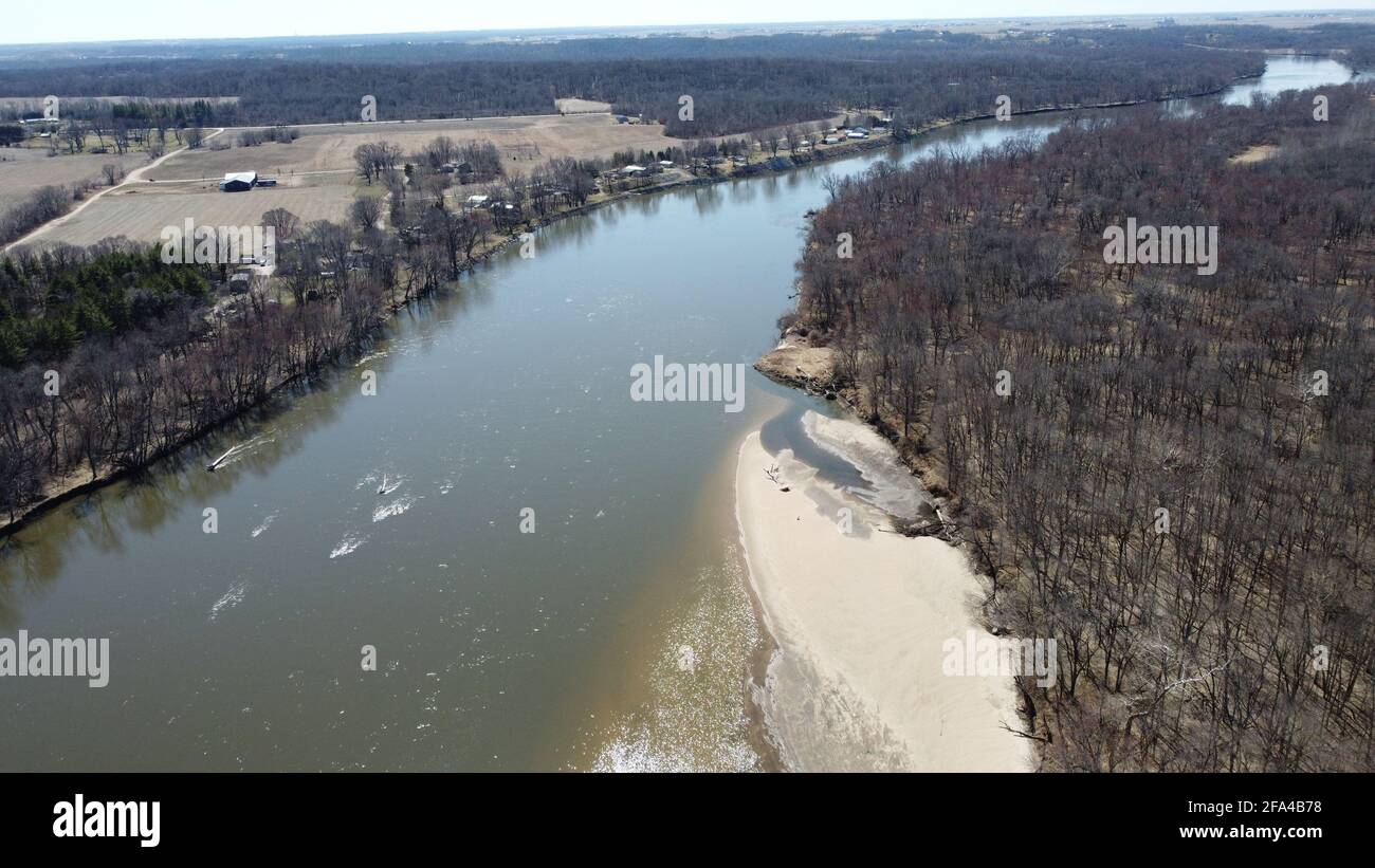 River in winter with sand bars and sandy beach Stock Photo - Alamy