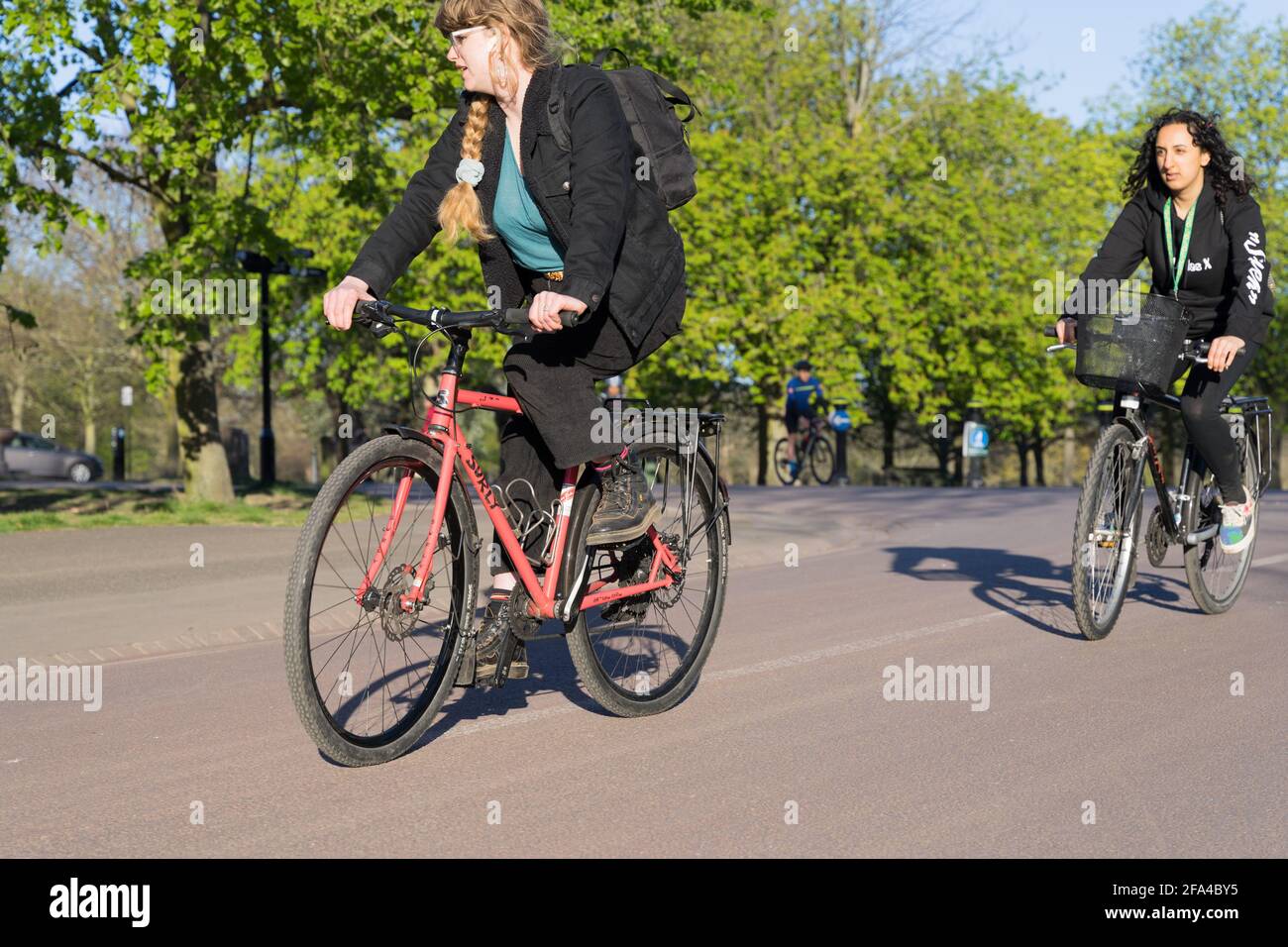 Two women cyclists hi-res stock photography and images - Alamy