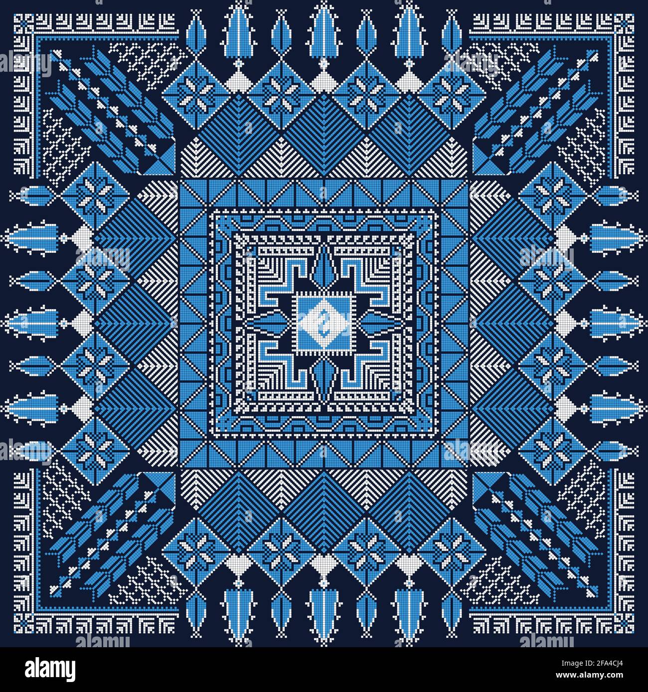 Traditional Palestinian Embroidery Pattern in colors, editable vector ...