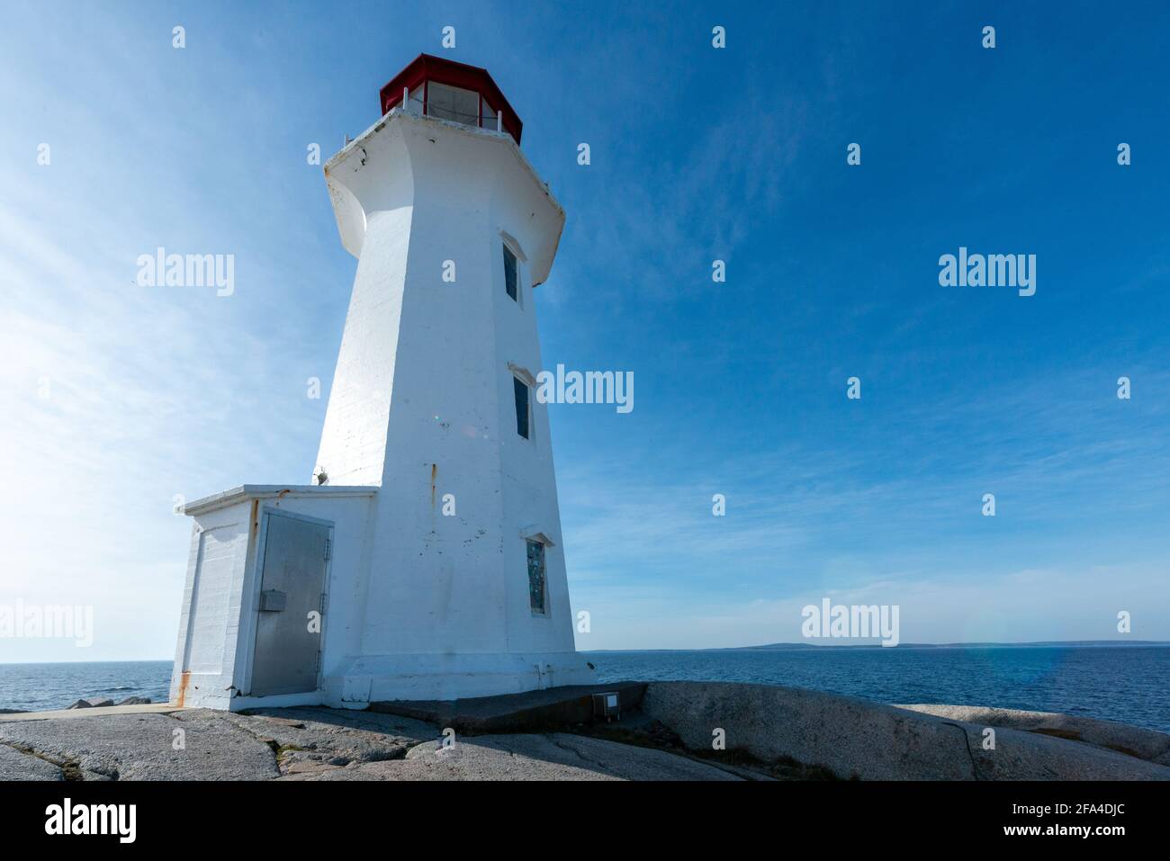 Lighthouse tower made of white concrete hexagonal, six-sided tapering ...