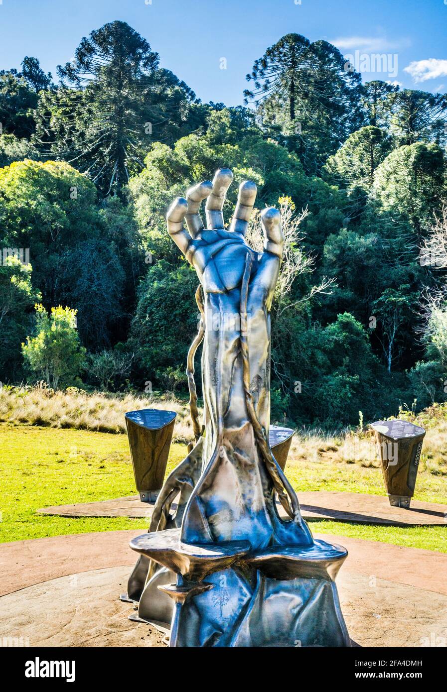 sculpture of a hand by Luke and Kim Duff, representing surrounding ...
