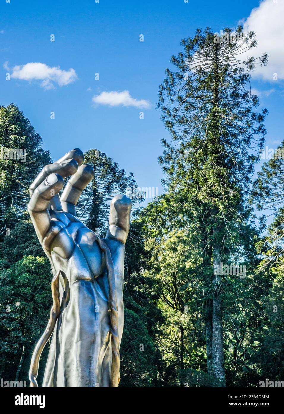 sculpture of a hand by Luke and Kim Duff, representing surrounding ...