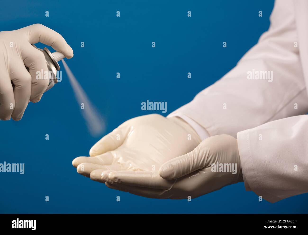 doctors clean hands with spray, hygiene in hospital, PPE standards ...