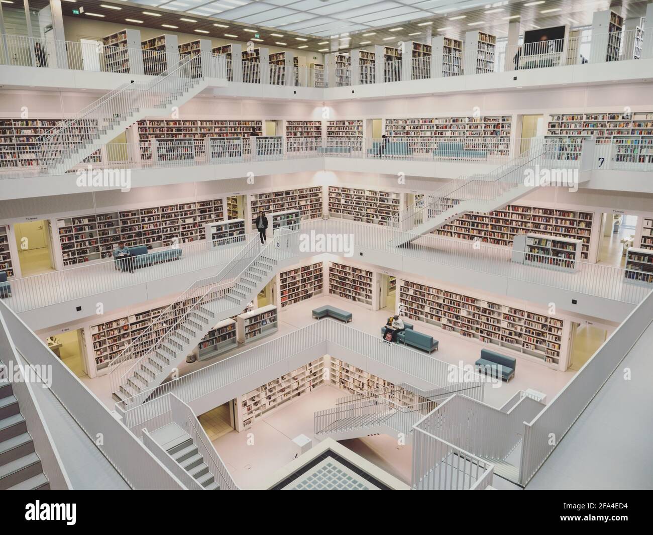 Interior modern design architecture of Public Library of Stuttgart city ...