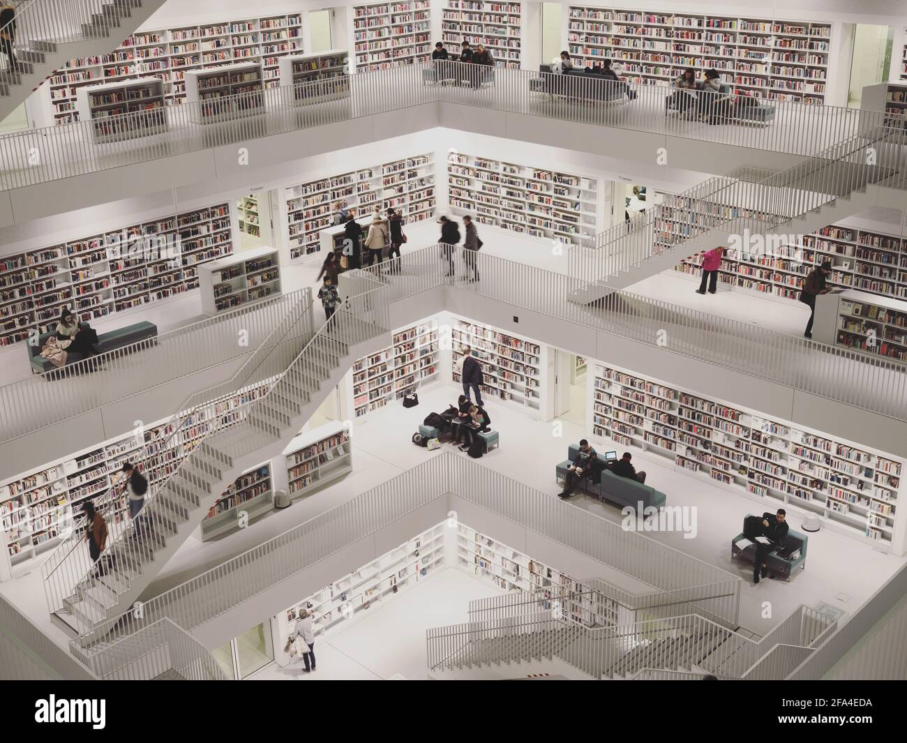 Interior modern design architecture of Public Library of Stuttgart city ...