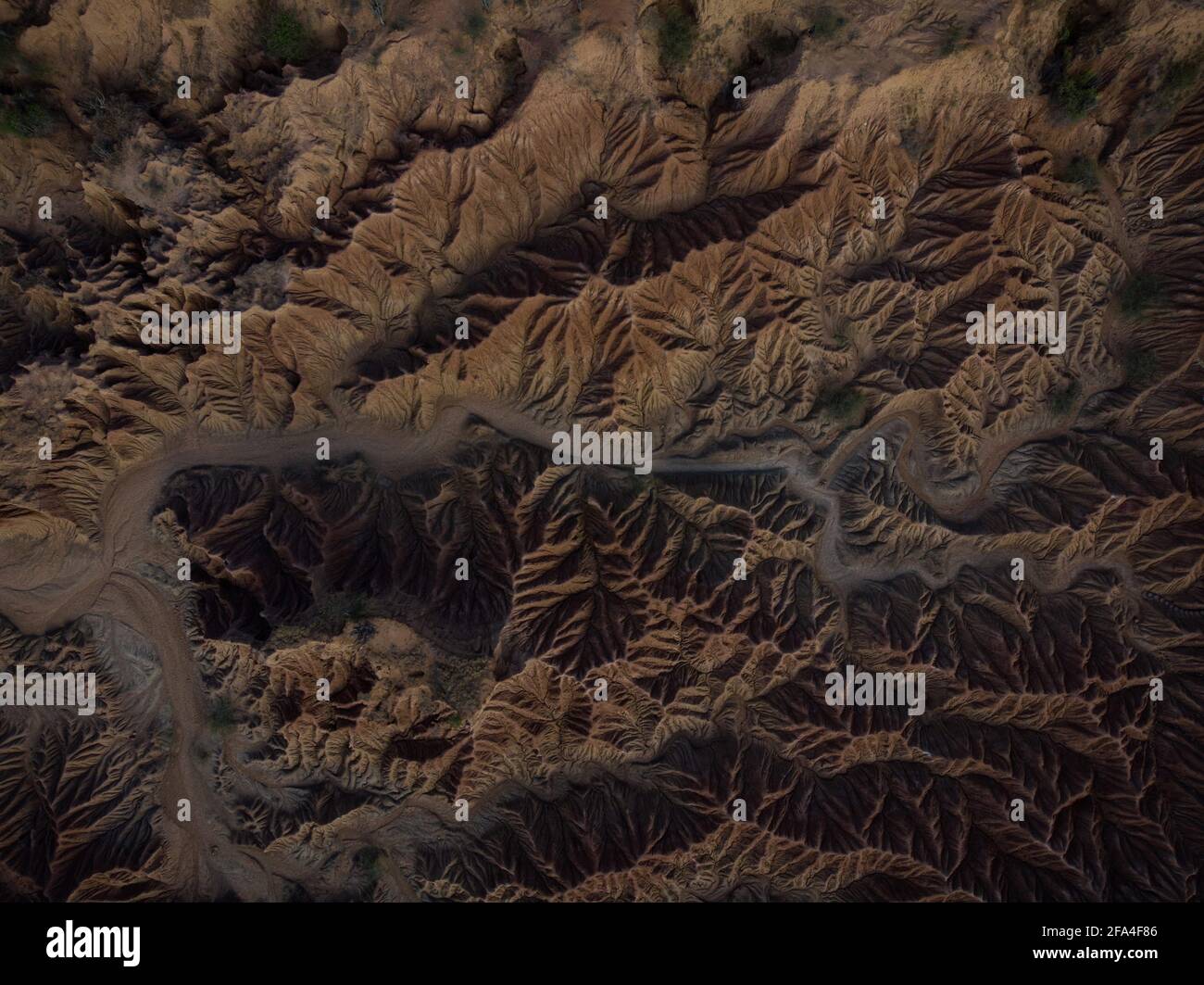 Aerial panorama view of Tatacoa desert tropical dry forest red sand ...