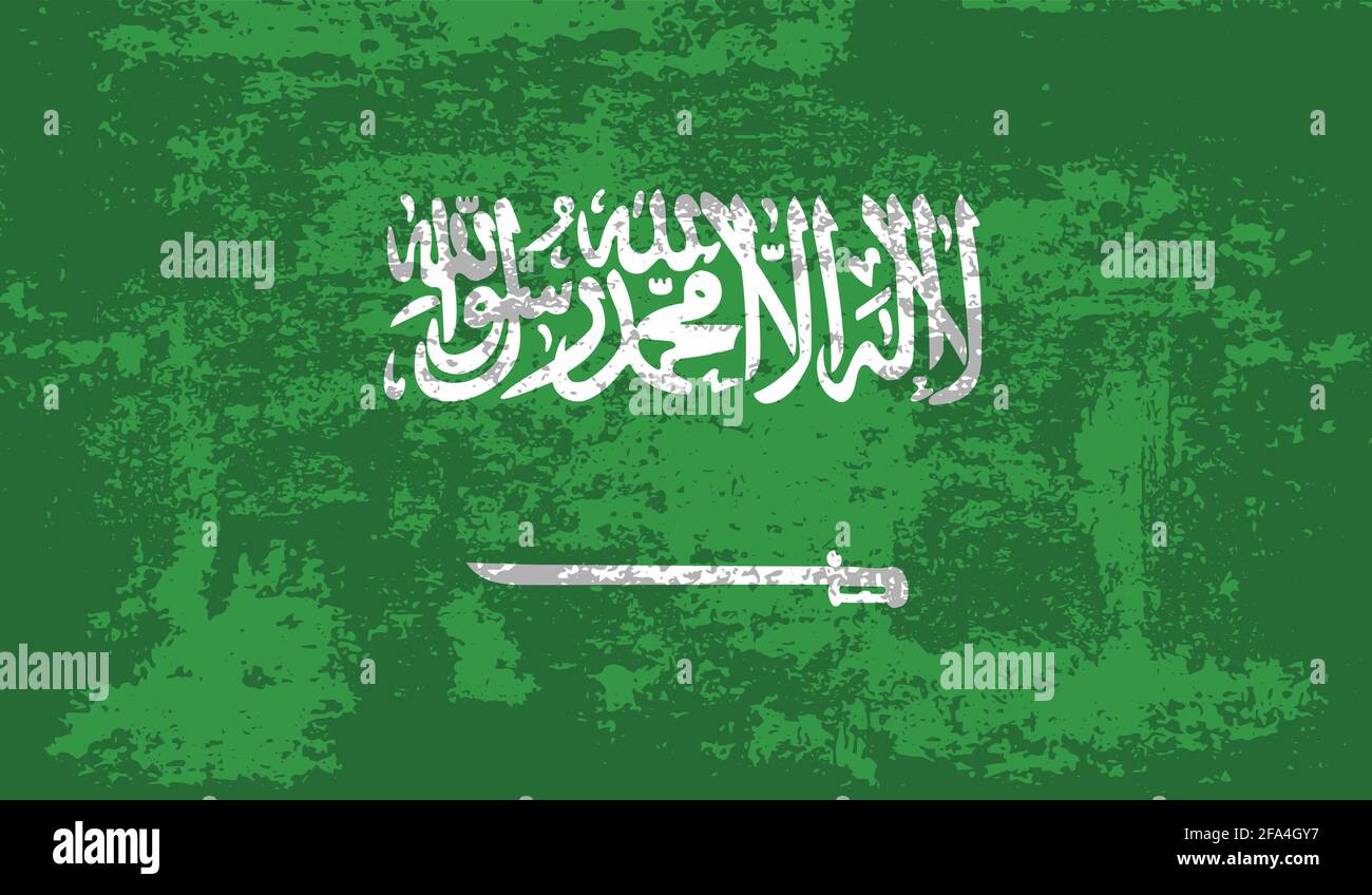 Saudi Arabia flag with waving grunge texture. Vector background Stock ...