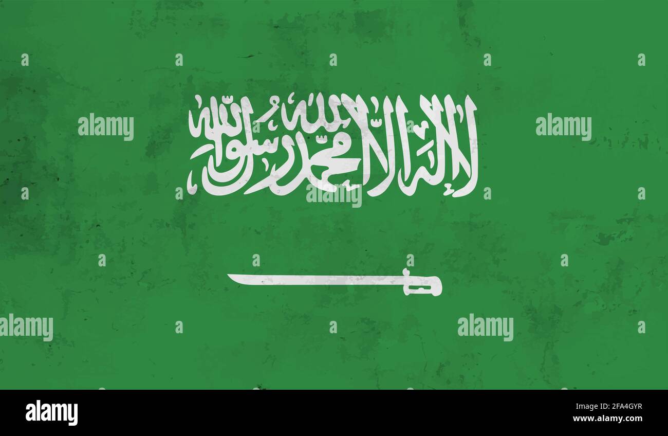 Saudi Arabia flag with waving grunge texture. Vector background Stock ...