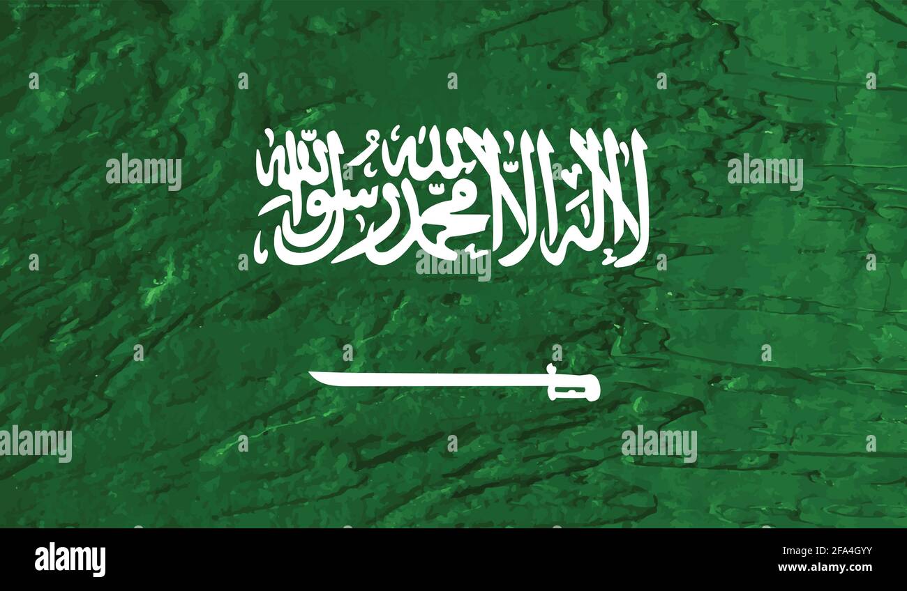 Saudi Arabia flag with waving grunge texture. Vector background Stock ...