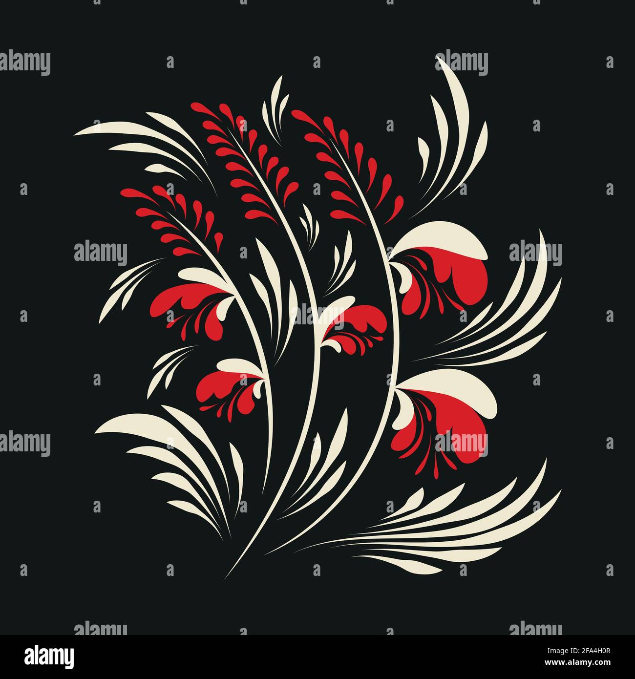 Abstract floral pattern in Ukrainian folk painting style Petrykivka ...