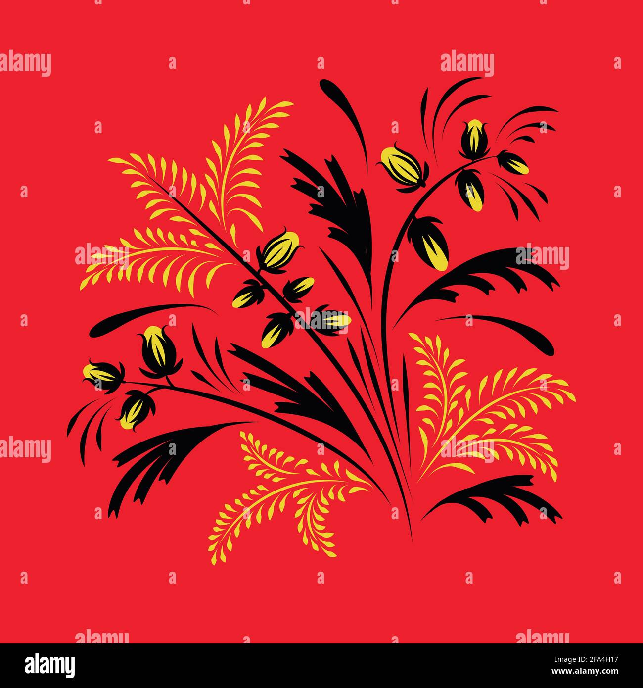 Abstract floral pattern in Ukrainian folk painting style Petrykivka ...