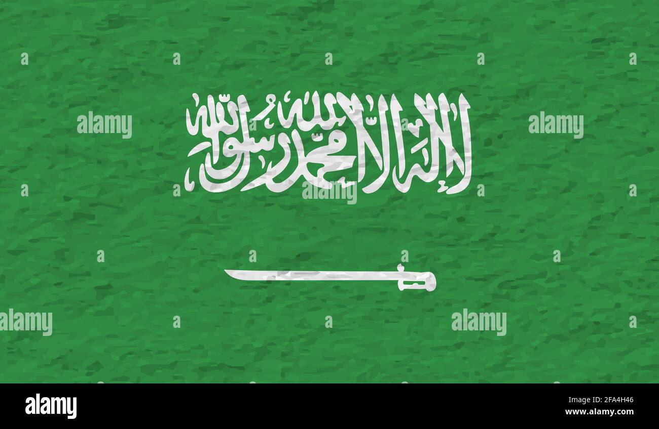 Saudi Arabia flag with waving grunge texture. Vector background Stock ...