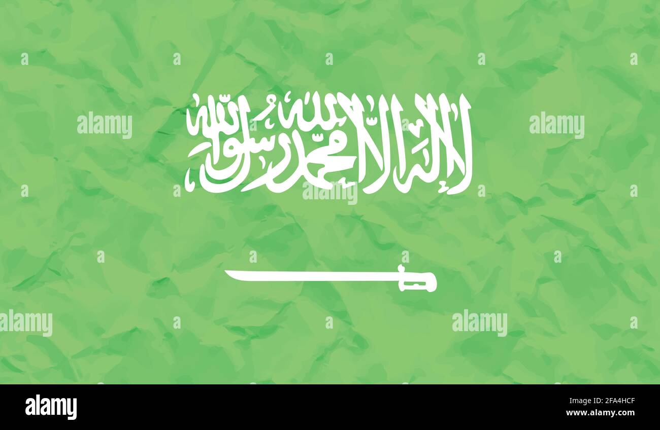 Saudi Arabia flag with waving grunge texture. Vector background Stock ...