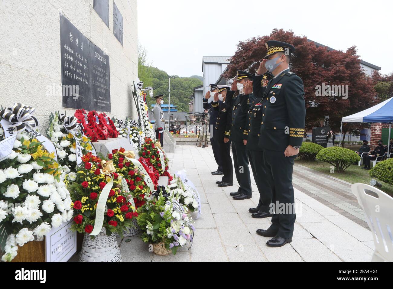 23rd Apr, 2021. Gapyeong Battle anniversary A ceremony is under way at ...