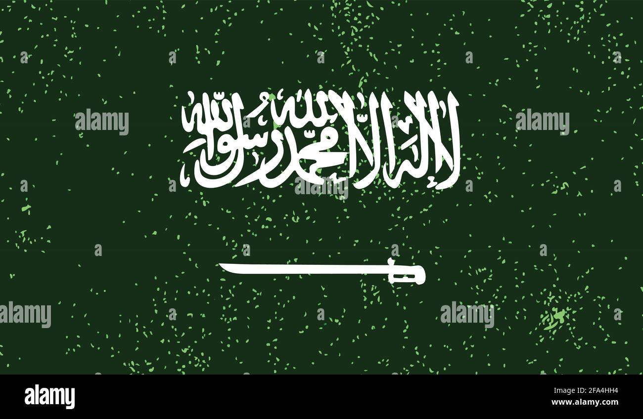 Saudi Arabia flag with waving grunge texture. Vector background Stock ...