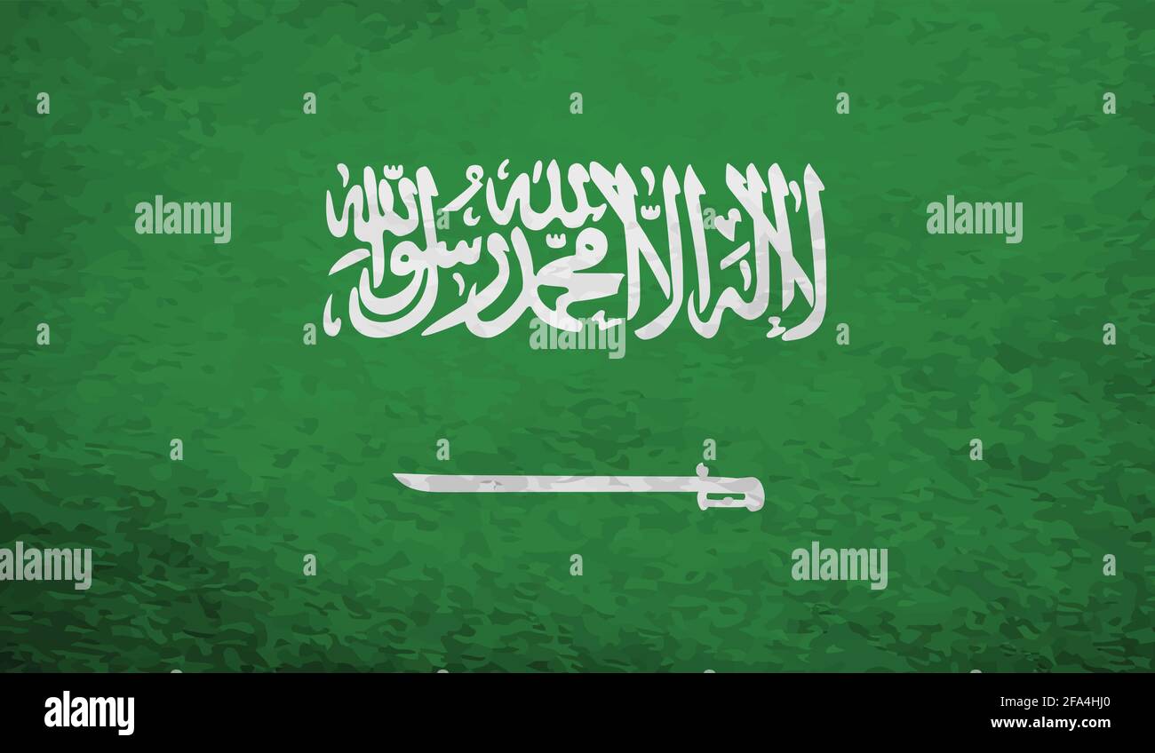 Saudi Arabia flag with waving grunge texture. Vector background Stock ...