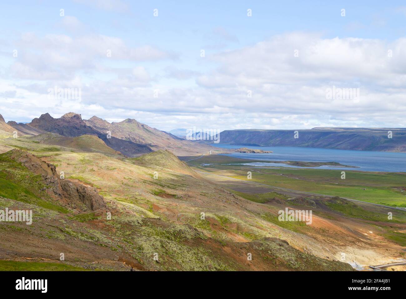 Seltun area aerial landscape, southern peninsula, Reykjanes, Iceland ...