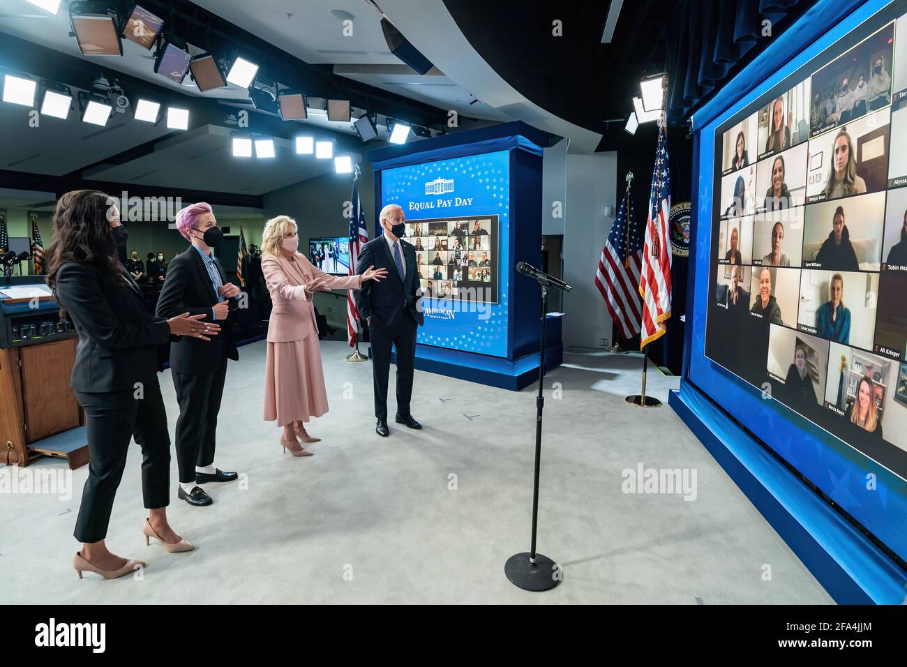 President Joe Biden and First Lady Jill Biden, joined by soccer players ...