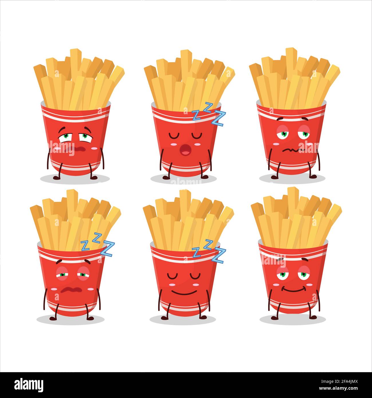 Cartoon character of cup of french fries with sleepy expression. Vector ...