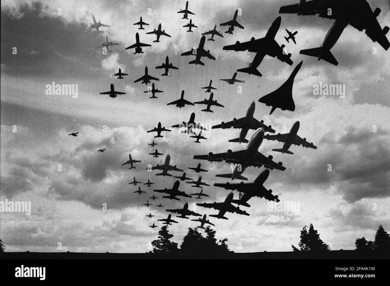 Montage of planes taking off from Heathrow Airport over a two hour ...