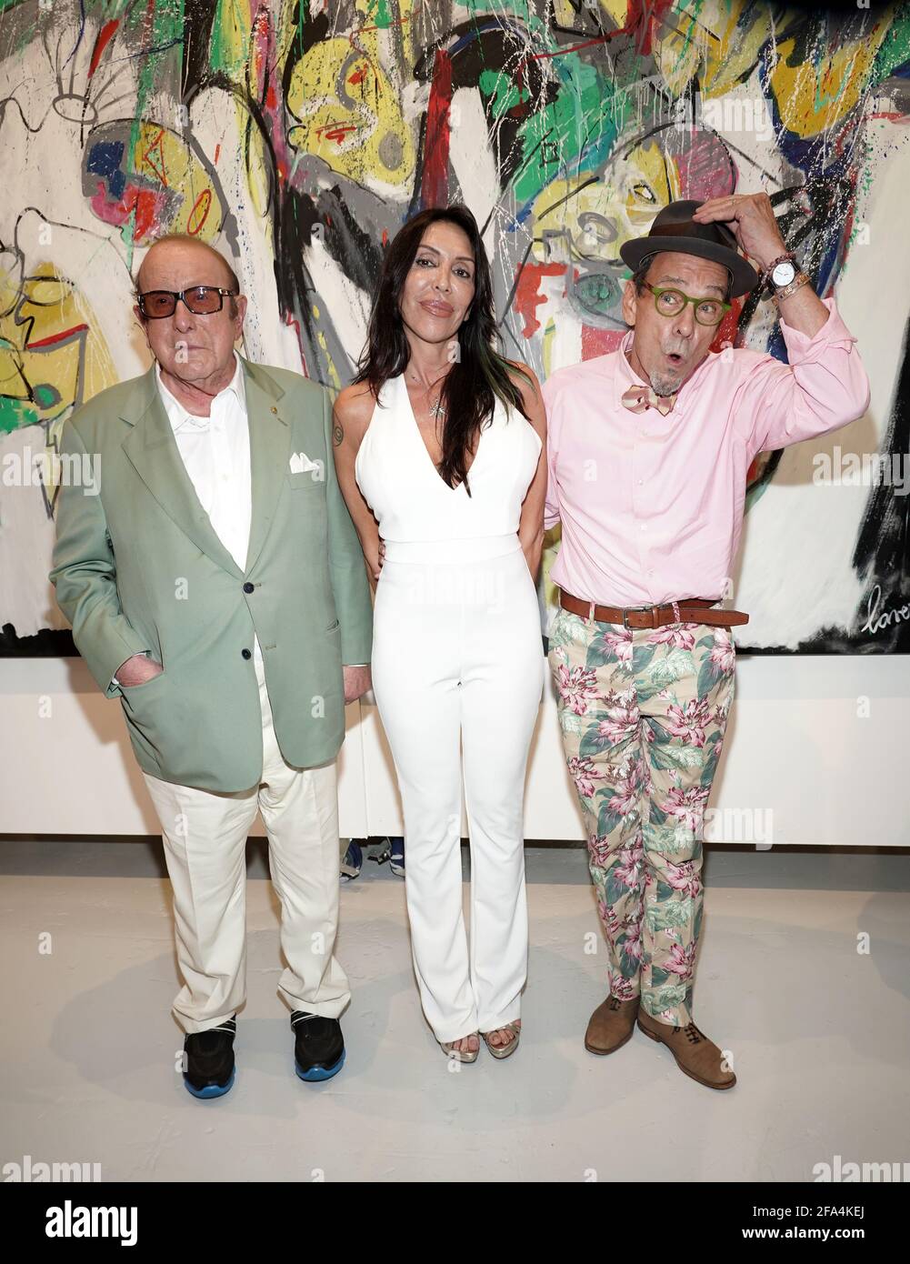 MIAMI, FL - APRIL 22: Clive Davis, Fernanda Lavera and Bruce Helander ...