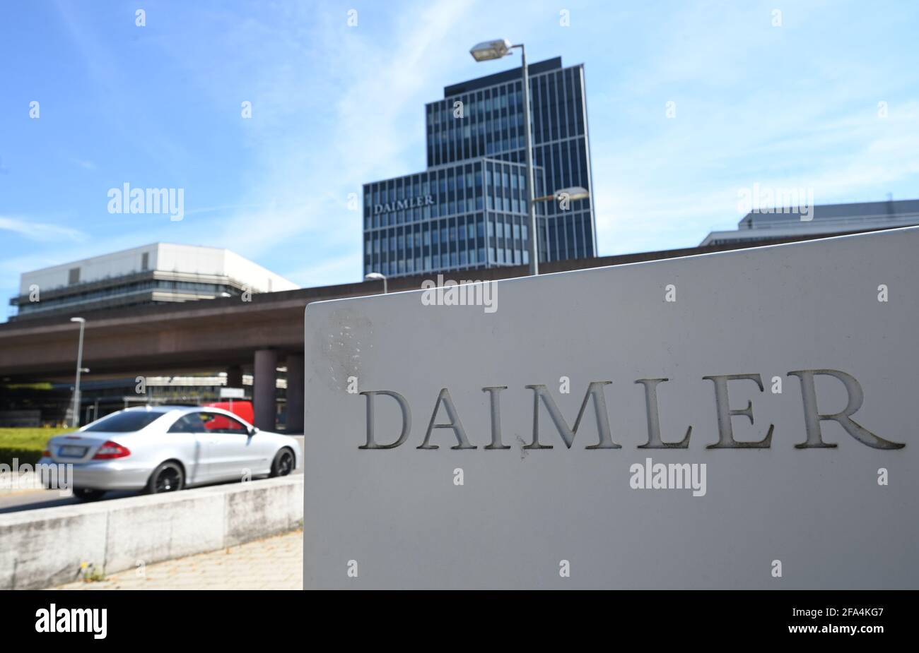 Stuttgart, Germany. 22nd Apr, 2021. In front of the entrance to the ...