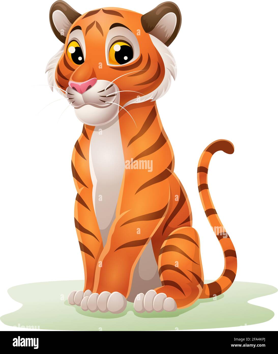 Cartoon funny tiger sitting in the grass Stock Vector Image & Art - Alamy