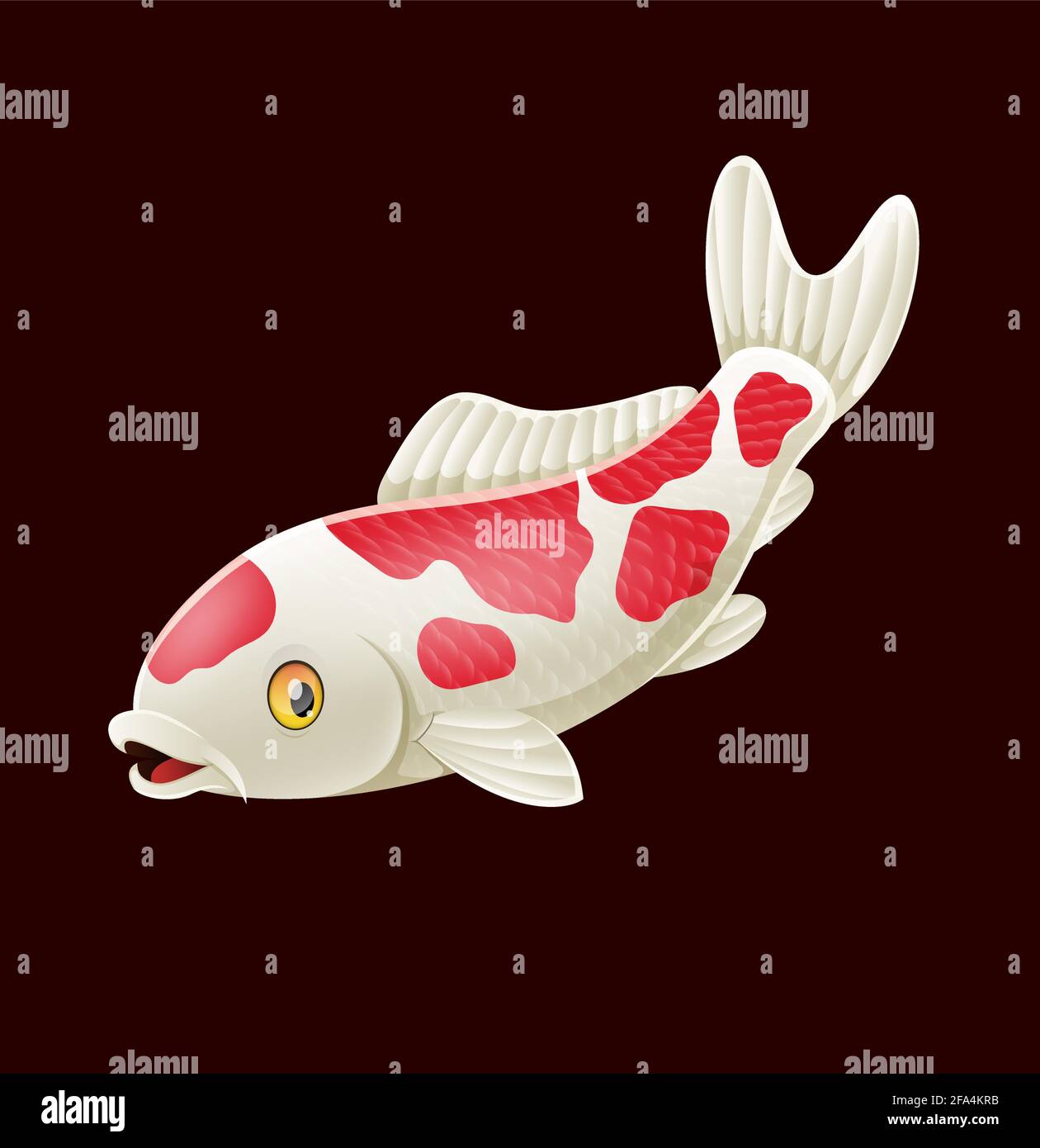 Cartoon cute koi fish on red background Stock Vector Image & Art - Alamy