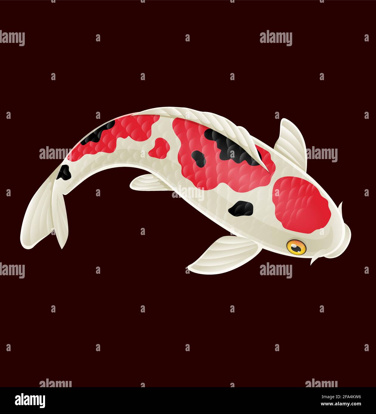 Cartoon cute koi fish on red background Stock Vector Image & Art - Alamy