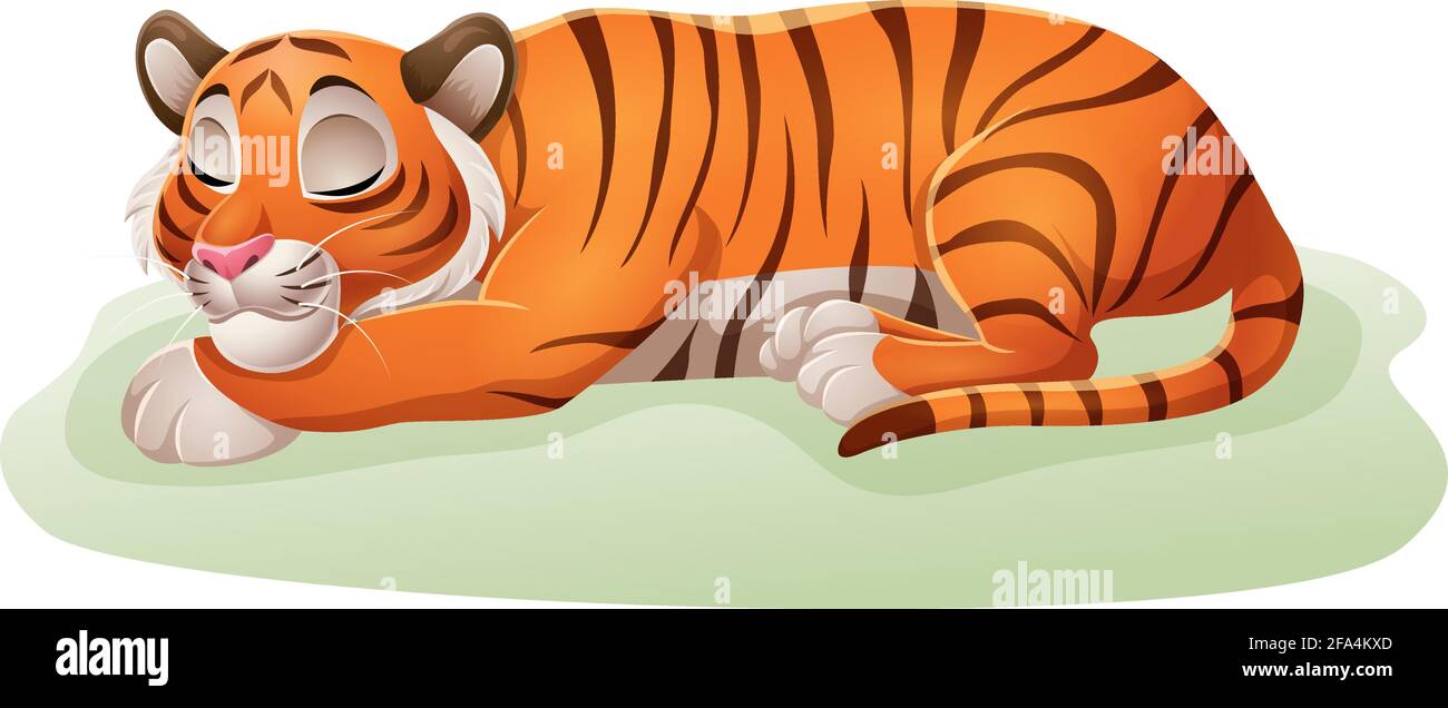 Cartoon funny tiger sleeping in the grass Stock Vector Image & Art - Alamy