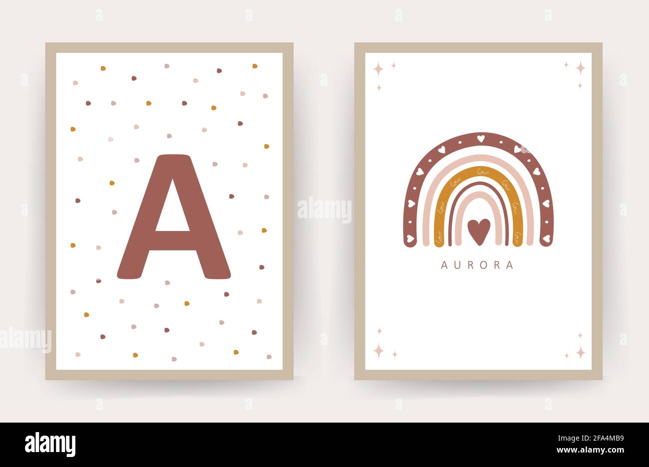 Boho rainbow. Posters with kid name. Scandinavian design for children ...