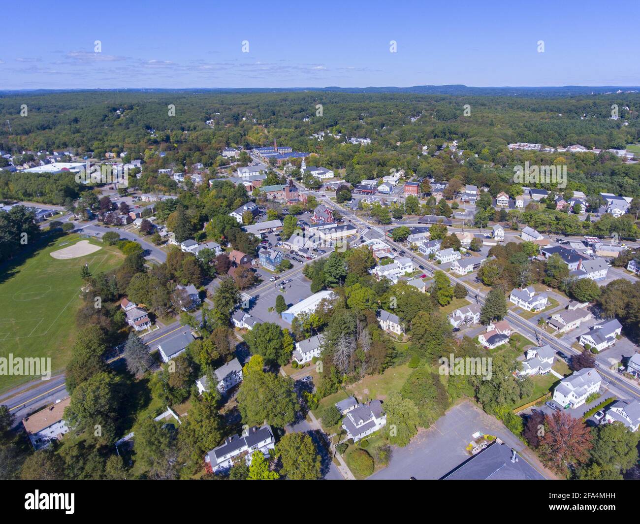 Ashland town center aerial view including Federated Church and Town ...