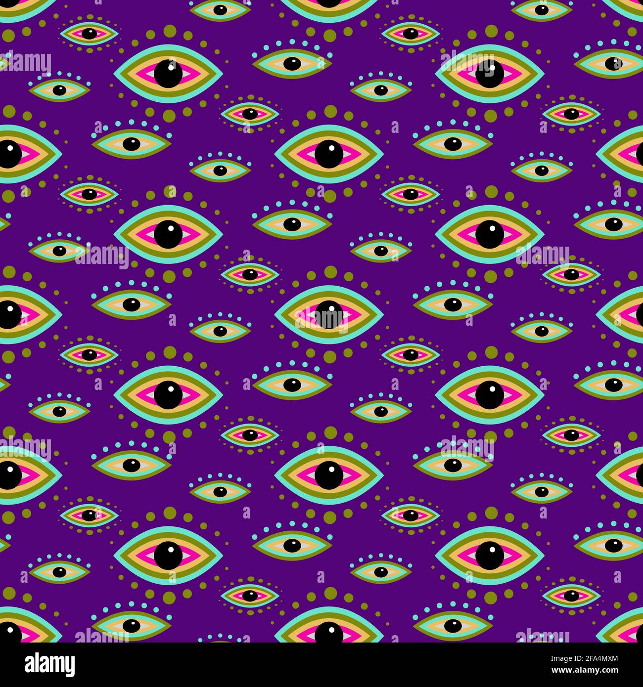 Patter with abstract eyes on a purple background. Eye symbols Stock ...