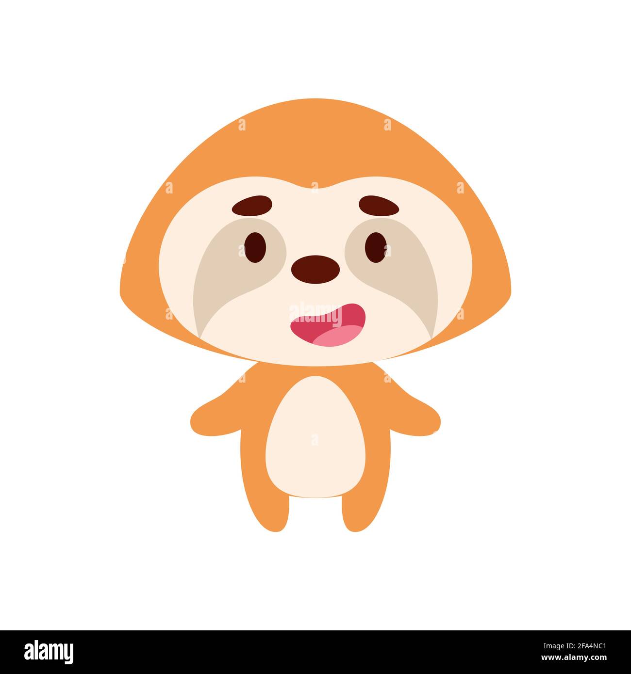 Cute little sloth on white background. Cartoon animal character for ...