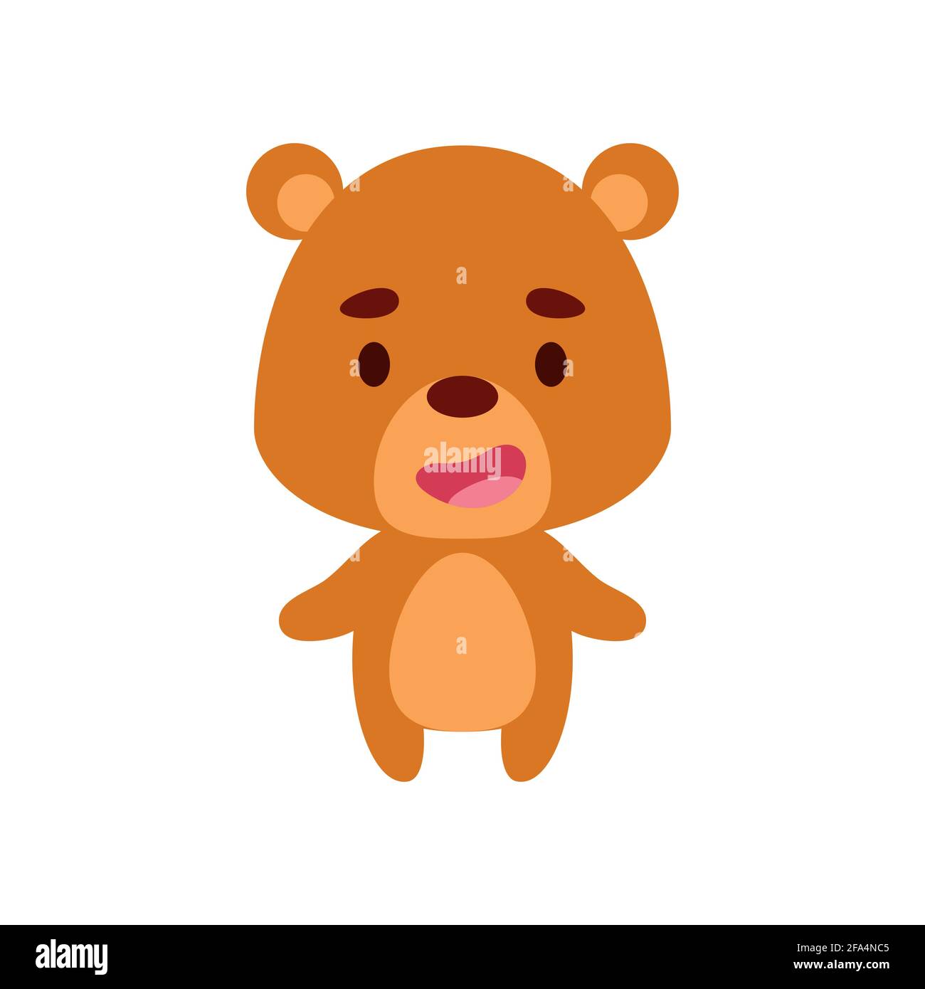 Cute little bear on white background. Cartoon animal character for kids ...