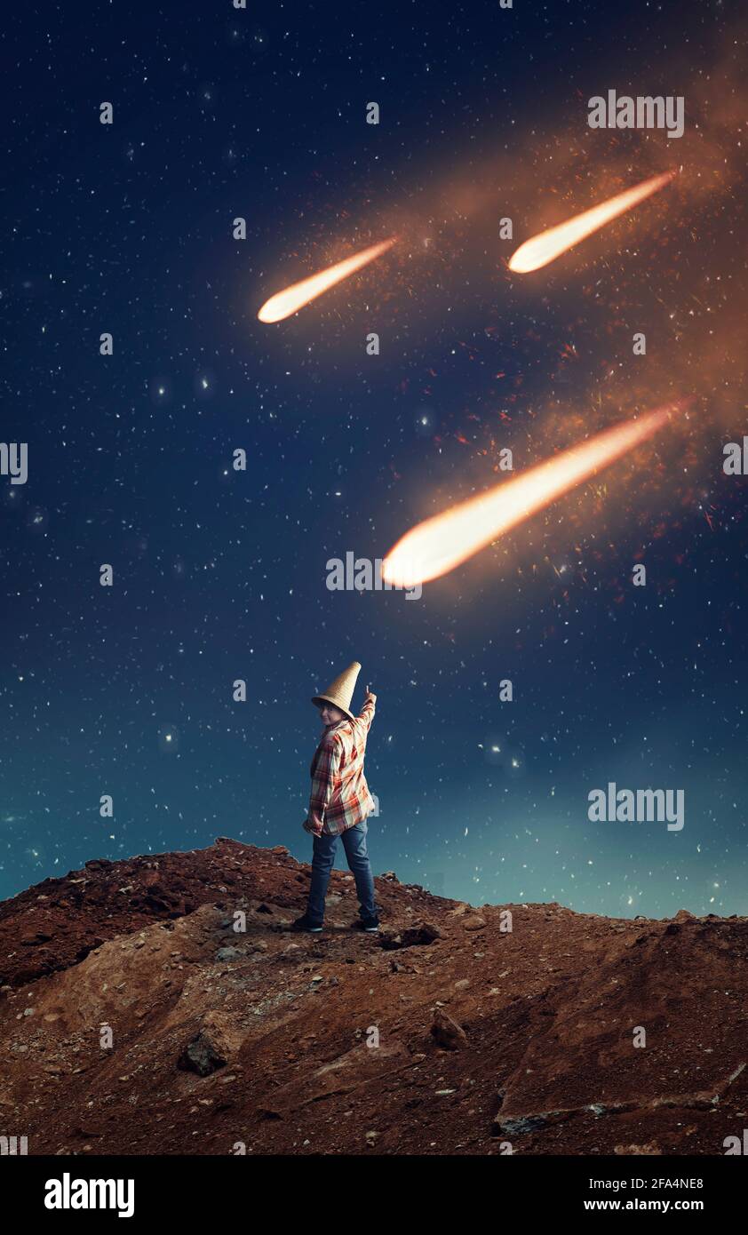 Child looking at stars night hi-res stock photography and images - Alamy
