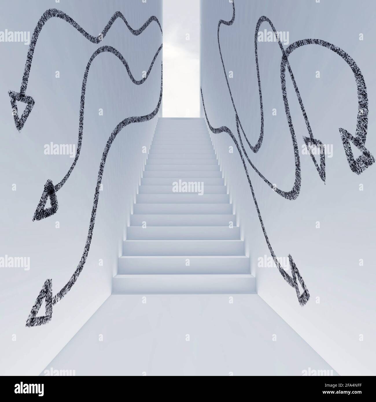 Arrows on stairs hi-res stock photography and images - Alamy