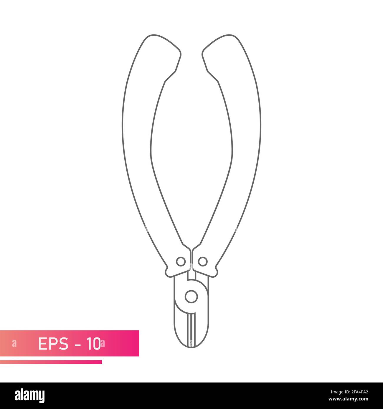 Wire cutters, for the electrician. Linear design. On a white background ...