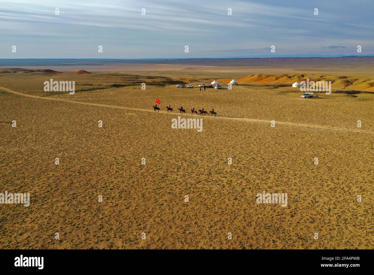 ALTAY, CHINA - APRIL 22, 2021 - An aerial photo shows police officers ...