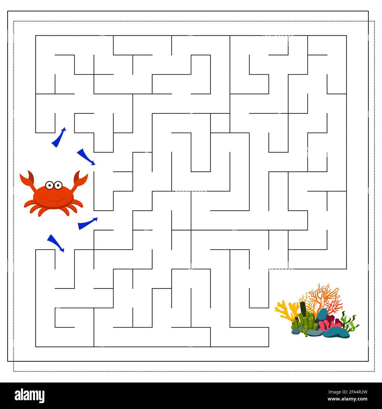 A maze game for kids. Guide the cartoon crab through the maze to the ...