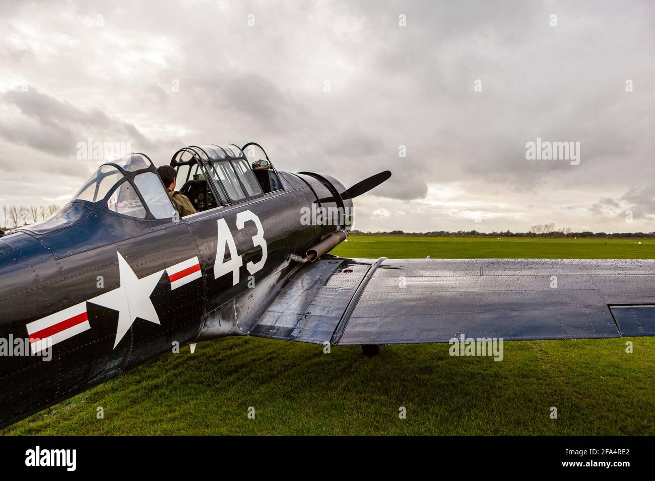 The single-engined Harvard trainer WWII aircraft, this example being ...