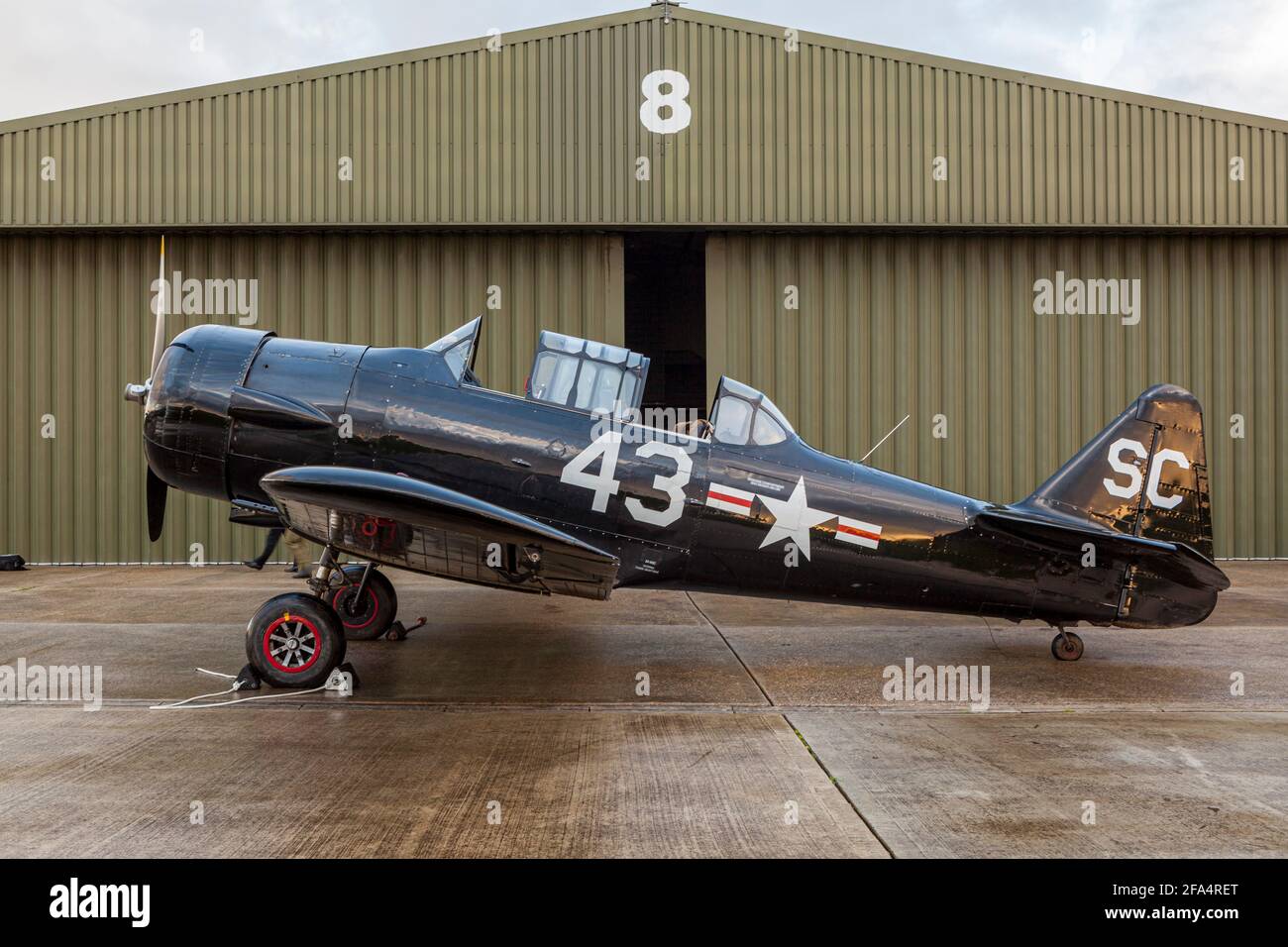 The single-engined Harvard trainer WWII aircraft, this example being ...