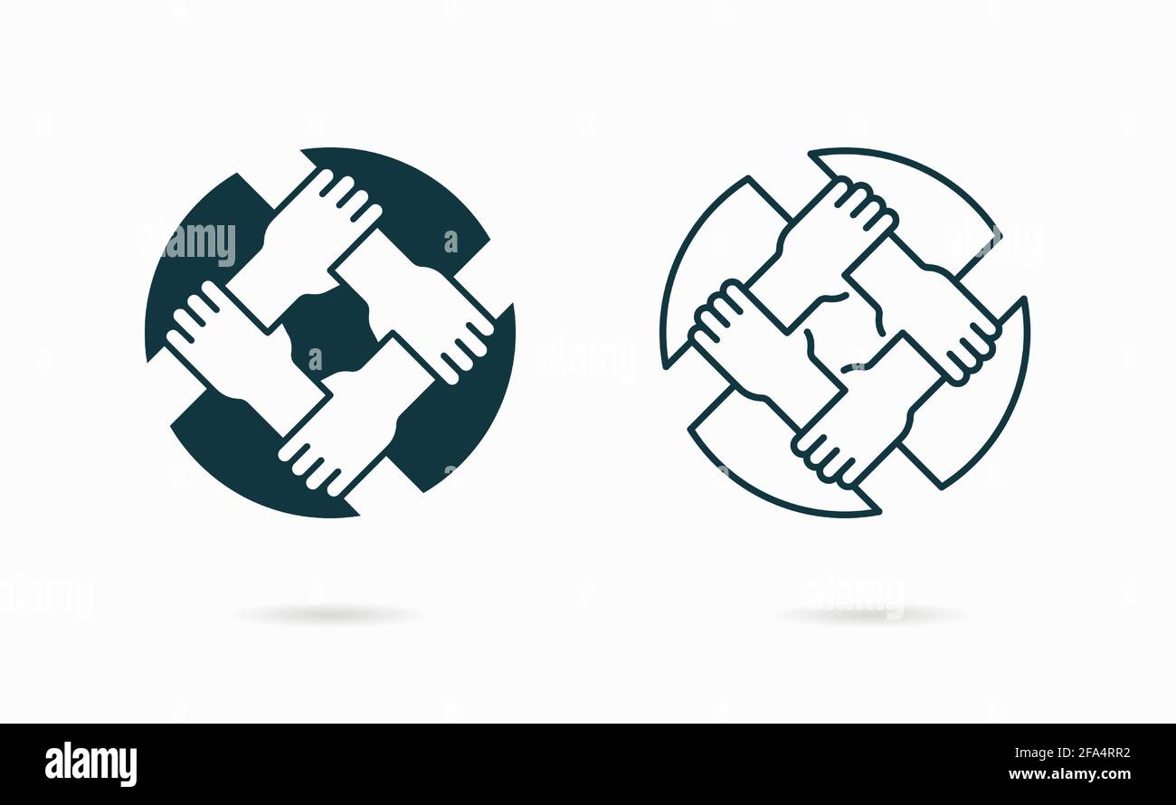Teamwork icon. Vector illustration on white. Symbol of friendship ...